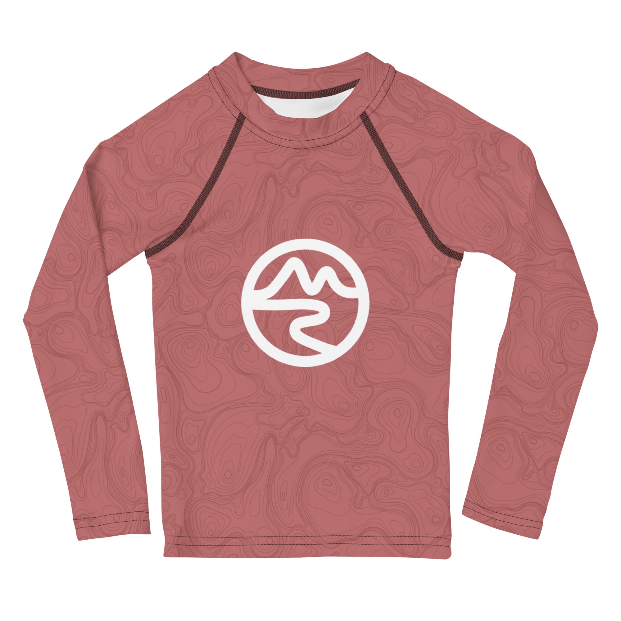 Topographic Map in Rose Kids Rash Guard – Mtn Flo